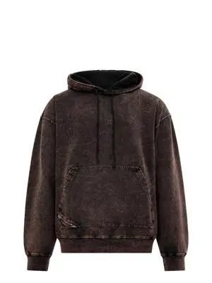 DIESEL® Washed Cotton Pullover Hoodie - Brown