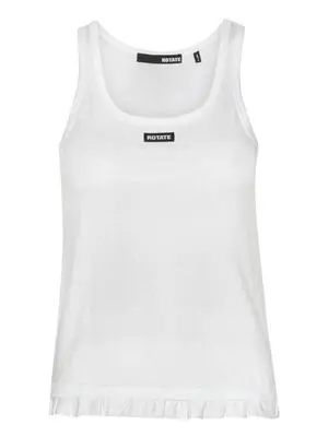 ROTATE BY BIRGER CHRISTENSEN Organic Cotton Ruffle Hem Tank Top - White