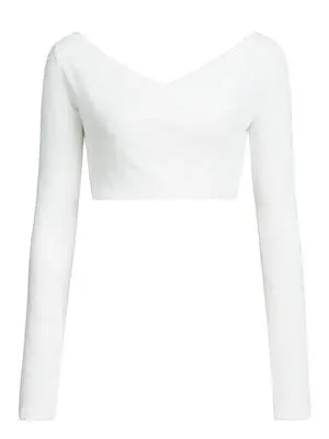 Alaïa ALAÏA Long Sleeve Cropped Top Ivory