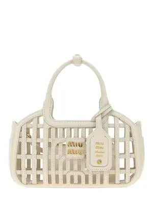 Miu Miu MIU MIU Mini Chalk Leather Handbag White