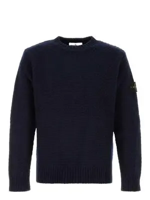 Stone Island Textured Wool-blend Crewneck Sweater - Blue