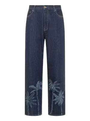 Alanui Mini Jungle Toile Denim Jeans - Light Blue