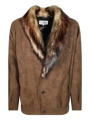 MAISON MARGIELA MAISON MARGIELA Sport Jacket With Fur Collar Marrone