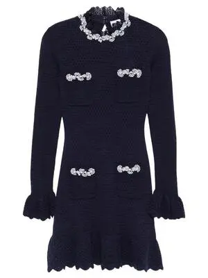 SELF-PORTRAIT SELF-PORTRAIT Embellished Trim Mini Dress With Pockets