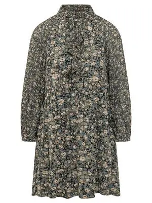 Ba&sh Floral Print Button-front Mini Shirt Dress - Kaki