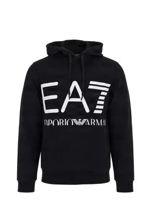 EA7 Logo Graphic Hoodie - Black