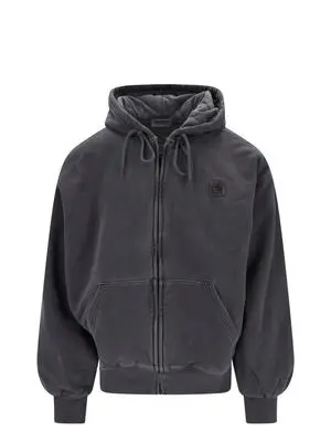 Carhartt Work In Progress Washed Cotton Zip Hoodie - Black