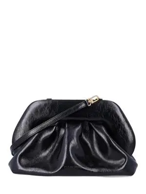 THE MOIRÈ Ruched Clutch Bag With Shoulder Strap - Nero