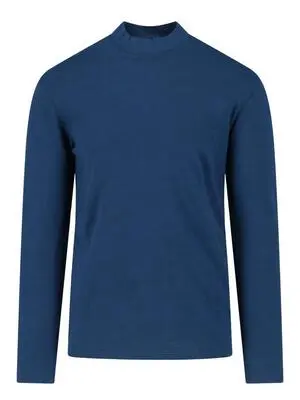 JIL SANDER Mock Neck Long Sleeve Top - Blue