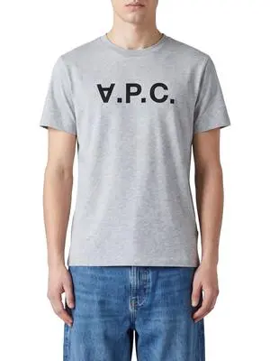 A.p.c. Slim Fit Cotton T-shirt With Contrasting Logo - Grey