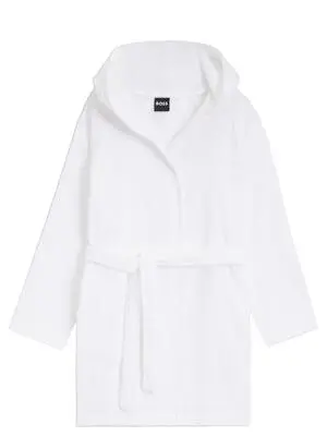 BOSS Cotton Dressing Gown With Embroidered Logo - White