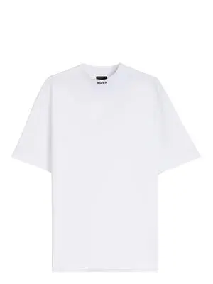 BOSS Relaxed-fit Mock-neck T-shirt In Stretch Cotton - White