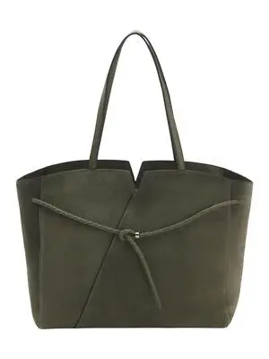 BOSS Revers Suede Tote Bag With Braided Belt - Dark Green