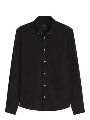 BOSS Regular-fit Button-down Shirt In Oxford Cotton Black