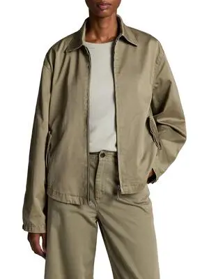 Vince VINCE Washed Cotton Twill Zip-Up Jacket Sagewood