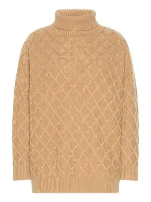 Max Mara MAX MARA Oversized Diamond Knit Sweater Camel