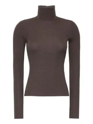 Max Mara MAX MARA Ribbed Wool Yarn Turtleneck Sweater Mud