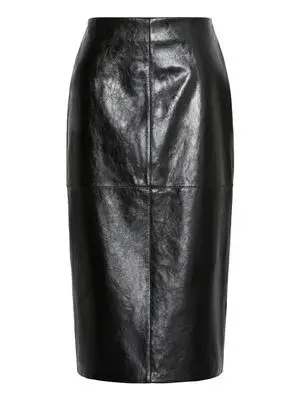 Max Mara Max Mara Nappa Leather Midi Skirt Black
