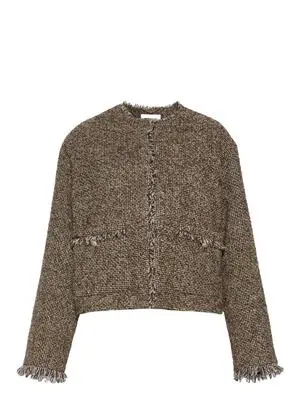 Max Mara Wool Blend Bouclé Cropped Jacket - Brown