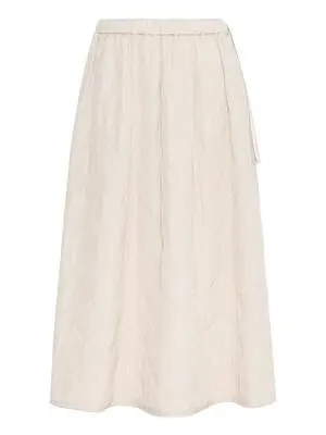 Max Mara Max Mara Technical Plain-Weave Fabric Flared Midi Skirt Ivory