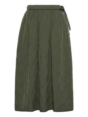 Max Mara Max Mara Technical Plain-Weave Fabric Flared Midi Skirt Kaki