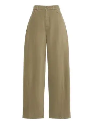 Max Mara MAX MARA Cotton Drill Wide-Leg Trousers Kaki