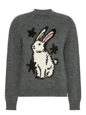 Max Mara Max Mara Alpaca And Wool-Blend Yarn Sweater With Intarsia Motif Medium Grey