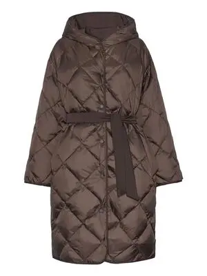 Max Mara MAX MARA Reversible Hooded Down Jacket With Quilted Diamond Motif Brown