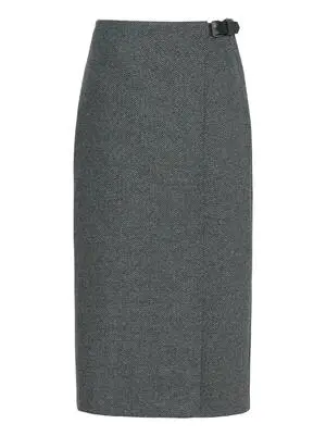 Max Mara Jacquard Jersey Wrap Skirt - Medium Grey