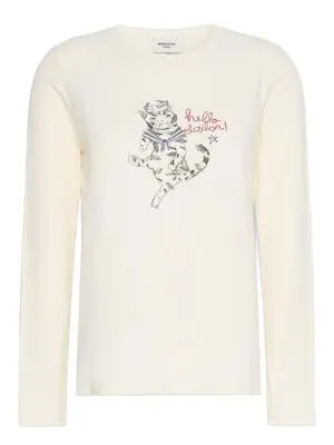 Max Mara Max Mara Regular Fit Graphic Print Long Sleeve T-Shirt Ivory