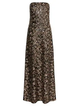 Max Mara Embroidered Sequin Tulle Dress - Bronze