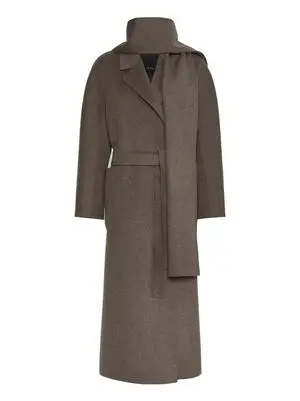 Max Mara Max Mara Long Double Wool Wrap Coat With Scarf Medium Grey
