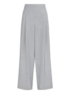 Max Mara MAX MARA Wide-Leg Wool Trousers Light Grey