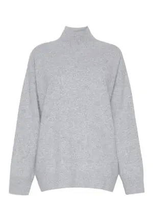 Max Mara MAX MARA Brushed Wool Polo-Neck Sweater Medium Grey
