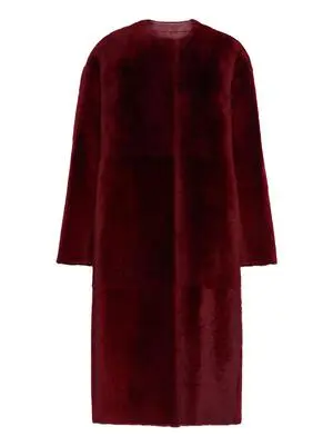 Max Mara Sheepskin Midi Coat - Bordeaux