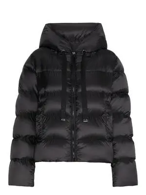 Max Mara Short Water-repellent Quilted Puffer Jacket With Drawstring Hood - Black