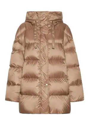 Max Mara Padded Puffer Jacket With Drawstring Hood - Camel