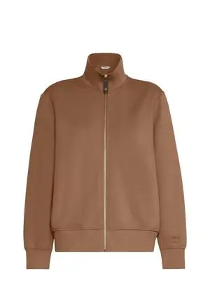 Max Mara Technical Cotton Jersey Zip-up Sweatshirt - Camel