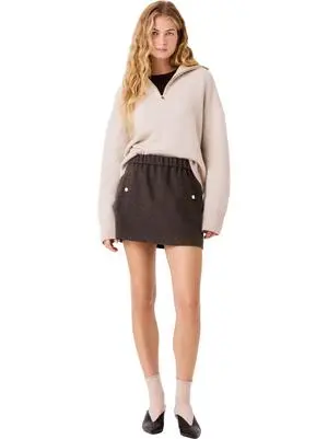Maje MAJE Short Wool Blend Skirt Dark Brown
