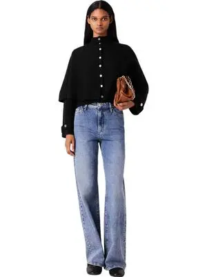 Maje Maje Layered Cape Cardigan Black