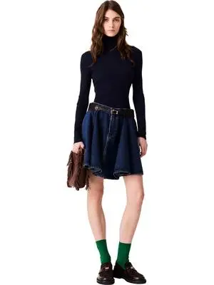 Maje MAJE Fitted Ribbed High-Neck Sweater Navy