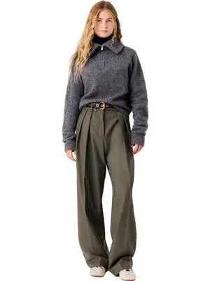Maje Zip-neck Yak Sweater - Grey