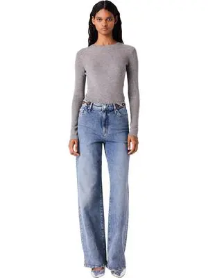 MAJE MAJE Round Neck Ribbed Fine Knit Jumper