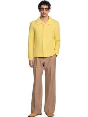 Sandro Alpaca And Wool Textured Cardigan - Yellow
