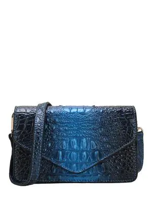 MKF COLLECTION BY MIA K. MKF COLLECTION - J'OMOR Vanta Croc-Embossed Saddle Bag Blue