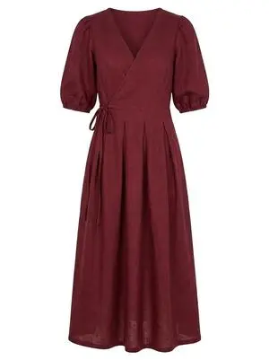 LEMUSE Red Bonnie - Linen Dress - Burgundy