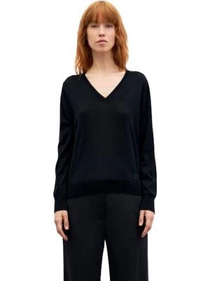 Gerard Darel Merino Wool V-neck Pullover - Black