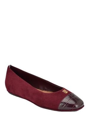 Tommy Hilfiger Bekim Flat With Croc Effect Cap Toe - Deep Bordeaux