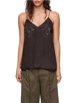 Bimba Y Lola Straight Top With Embellished V-neckline - Black