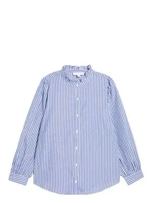 SUGARLIPS Striped Ruffle Collar Shirt - Blue-stripe